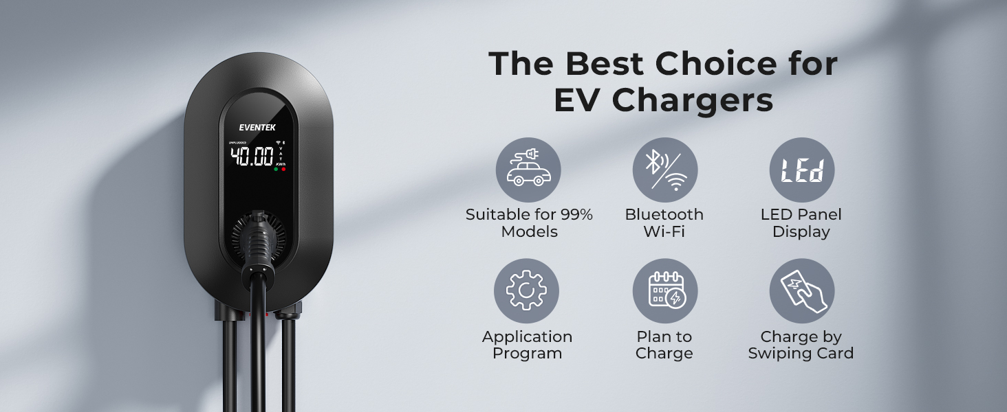 Amazon.com: EVENTEK Level 2 EV Charger, 40 Amp Home Electric Vehicle Charger, NEMA 6-50 Plug ...