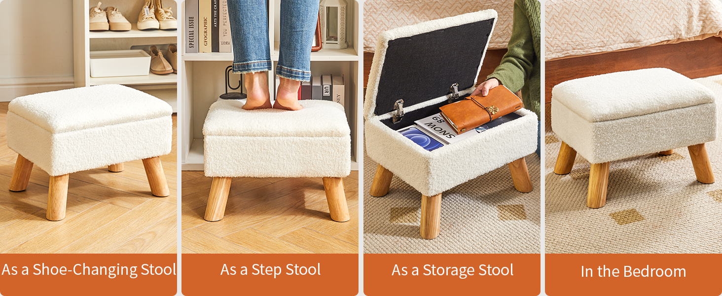 Amazon.com: YMYNY Storage Ottoman, Footstool, Small Foot Stool with Sturdy Wood Legs Stool ...
