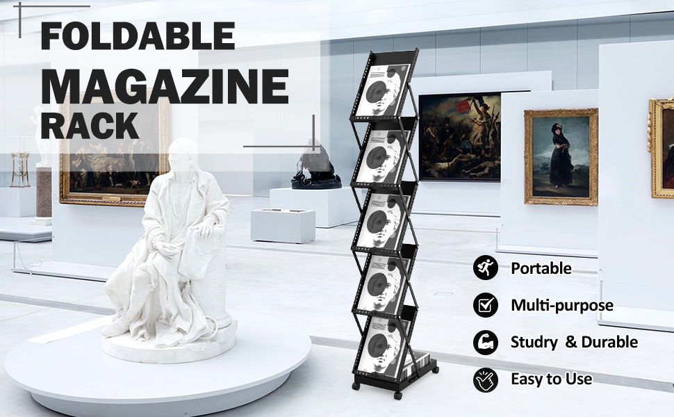 Amazon.com : Lokshun Floor-standing Magazine Rack,Foldable Brochure Display Stand Magazine ...