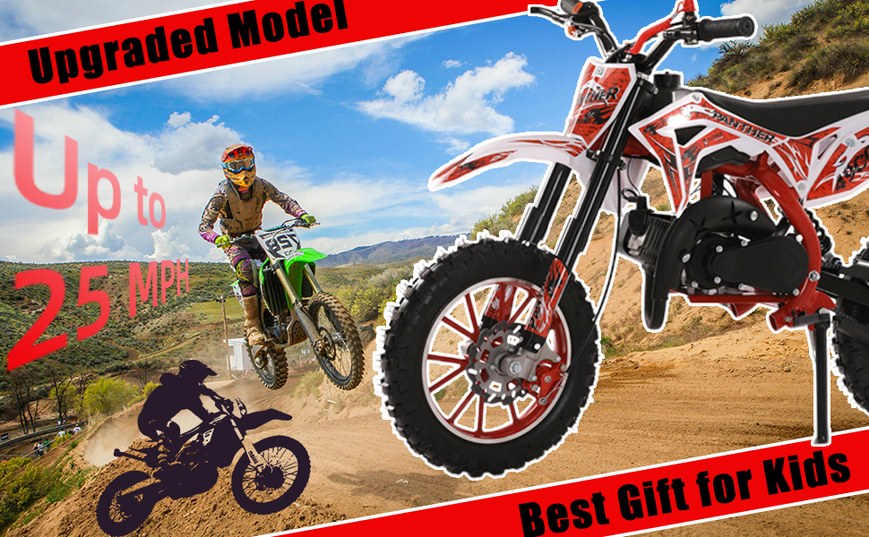 Amazon.com: duwiikab 49cc Kids Dirt Bike, 2 Stroke Gas Kids Motocycle with Front Rear Disc ...