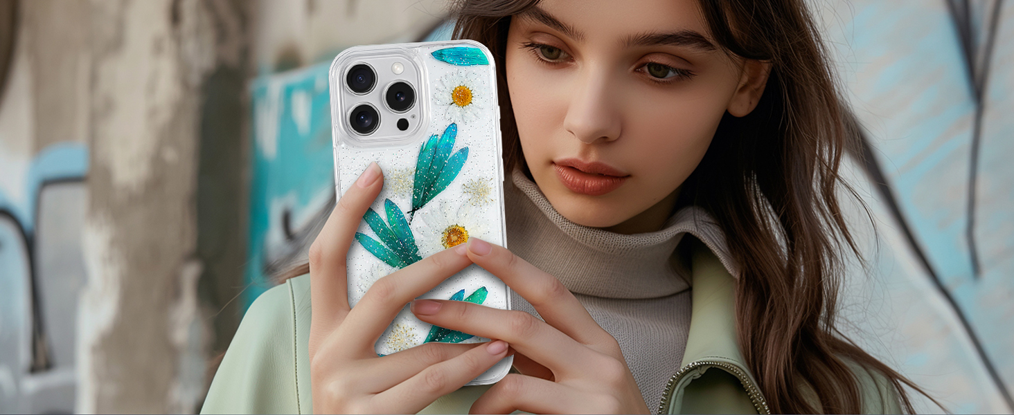 Amazon.com: rongki Floral Case for iPhone 16 Pro Max Clear Case with Real Dried Flower Patterns ...