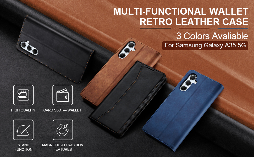 Amazon.com: Jasonyu Flip Wallet Case for Samsung Galaxy A35,Leather Magnetic Folio Cover with ...