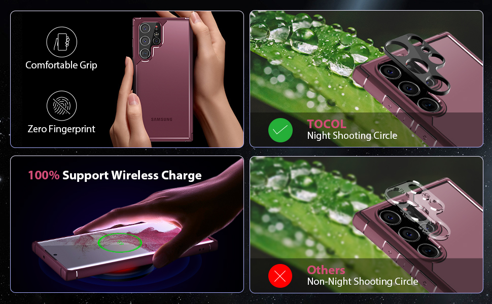 Amazon.com: TOCOL for Samsung Galaxy S22 Ultra Case, Translucent Matte Hard Back [Military Grade ...