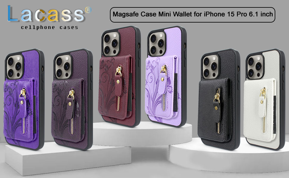 Amazon.com: Lacass Compatible with MagSafe Case Wallet for iPhone 15 Pro 6.1 inch, Card Holder ...