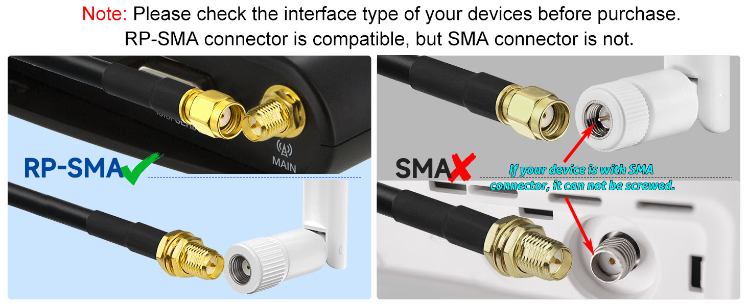 Amazon.com: Bingfu WiFi Antenna Extension Coaxial Cable 20ft RP-SMA Male to RP-SMA Female ...