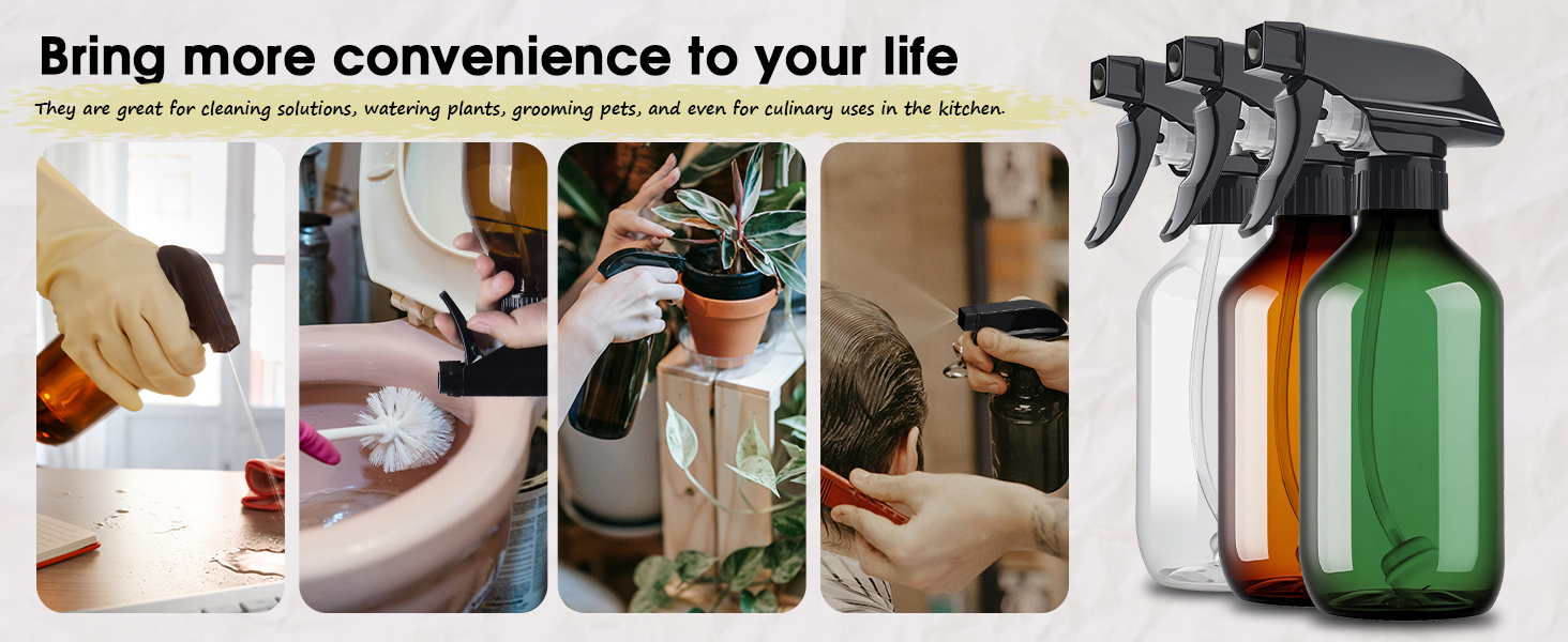 Amazon.com: AMORIX Plastic Spray Bottles 2 Pack 360° Water Spray Bottle for Cleaning 10 oz/300 ...