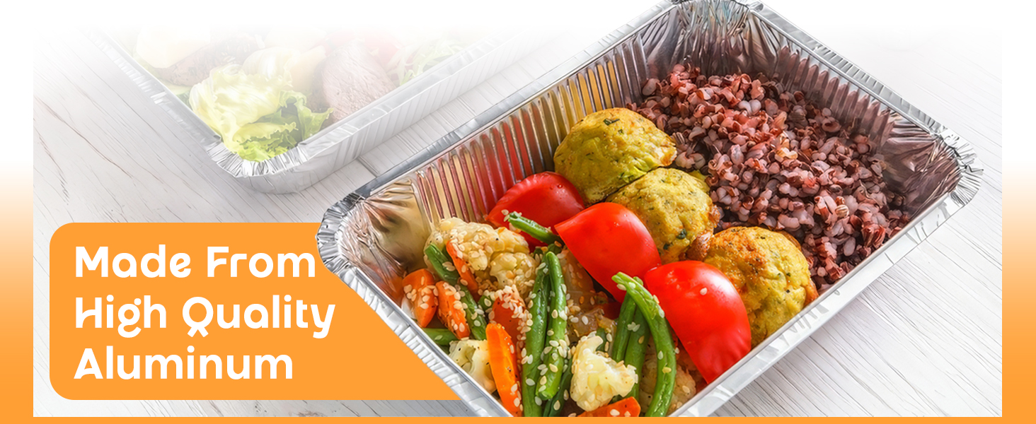 Aluminium Foil Trays with Lids 20 Pack, 20x11x6cm Rectangular ...