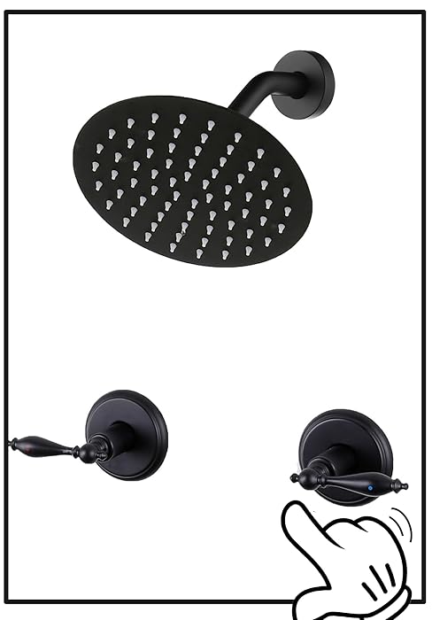 LIWEIKE 2 Handle Shower Faucet Set, Matte Black Shower Faucet Set 2 Knobs Wall Mounted Two ...