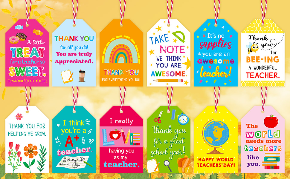 Amazon.com: Thank You Teachers Tags with String Gifts Hanging Tag ...