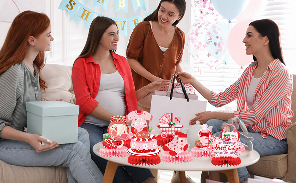 Amazon.com: Refavor Strawberry Baby Shower Decorations - 9PCS Berry Sweet Baby Shower ...