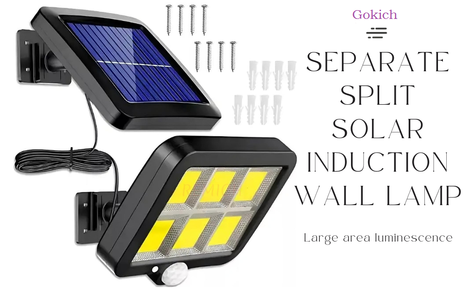 Gokich ABS Solar Wall Lights, COB Motion Sensor Outdoor Security Lights 3 Lighting Modes ...