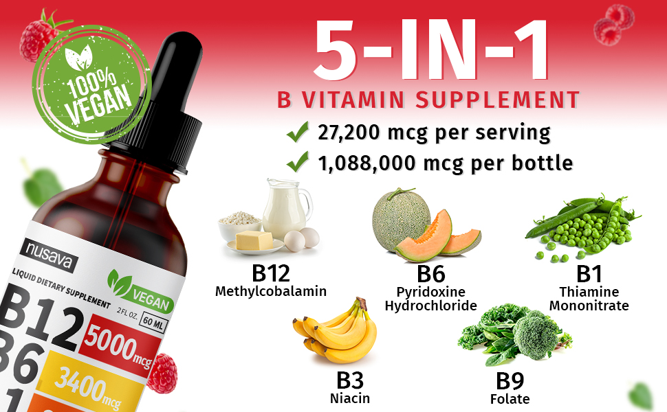 Amazon.com: (4 Pack) Vitamin B12 Liquid Drops, Vegan B12 Sublingual ...