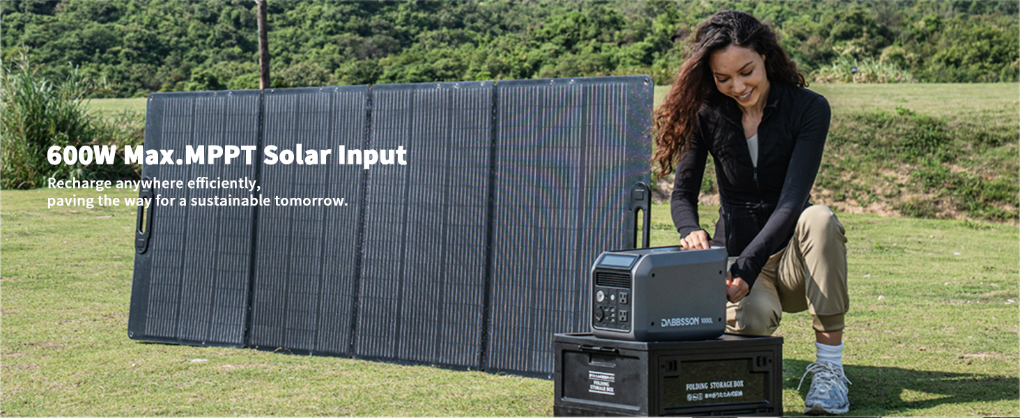 Amazon.com : Dabbsson Solar Generator 1000L, 1008Wh Semi-Solid LiFePO4, 1200W AC Output/100W USB ...