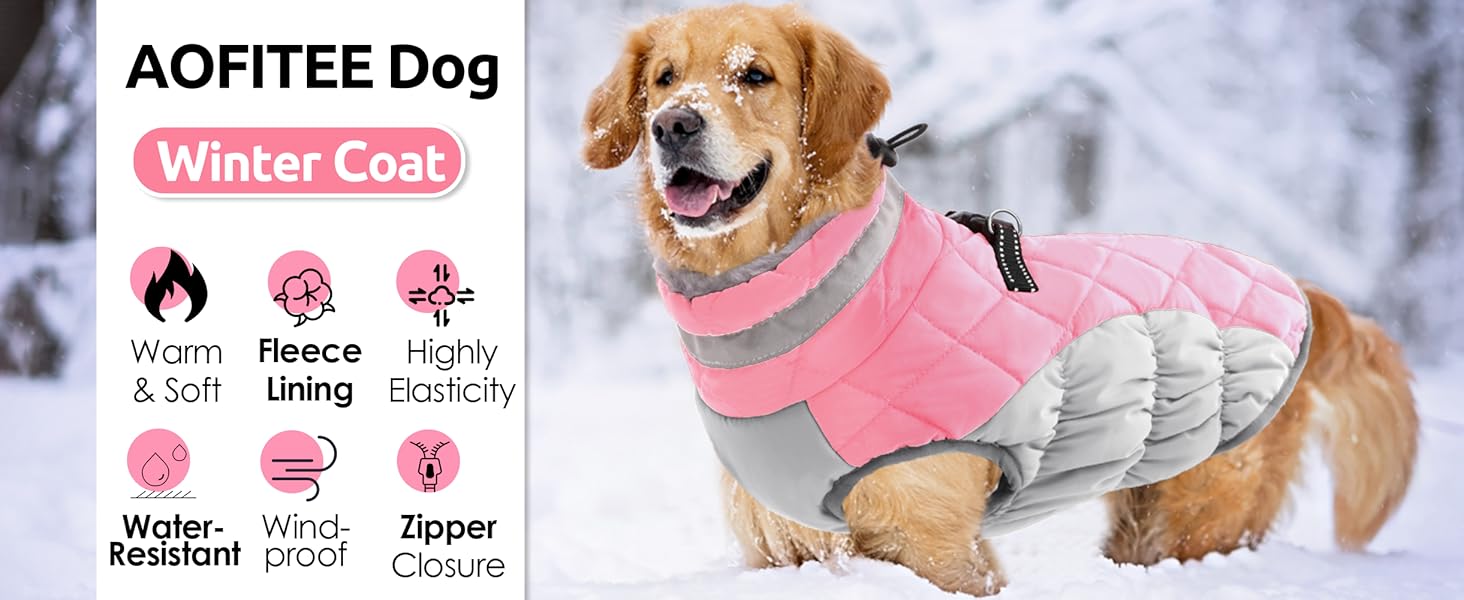 Amazon.com : AOFITEE Dog Coat, Warm Dog Jacket Dog Winter Coats, Reflective Turtleneck Dog ...