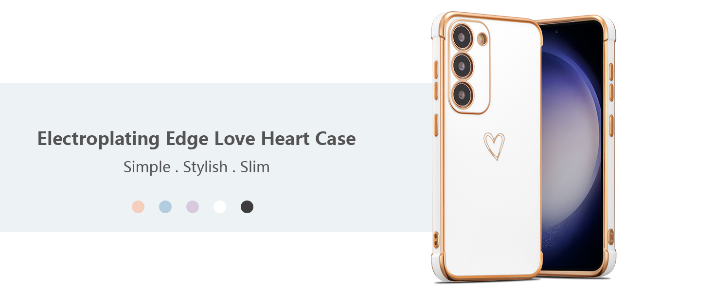 Amazon.com: DEFBSC Compatible with Samsung Galaxy S23 Plus Case with Gold Heart, Luxury Plating ...