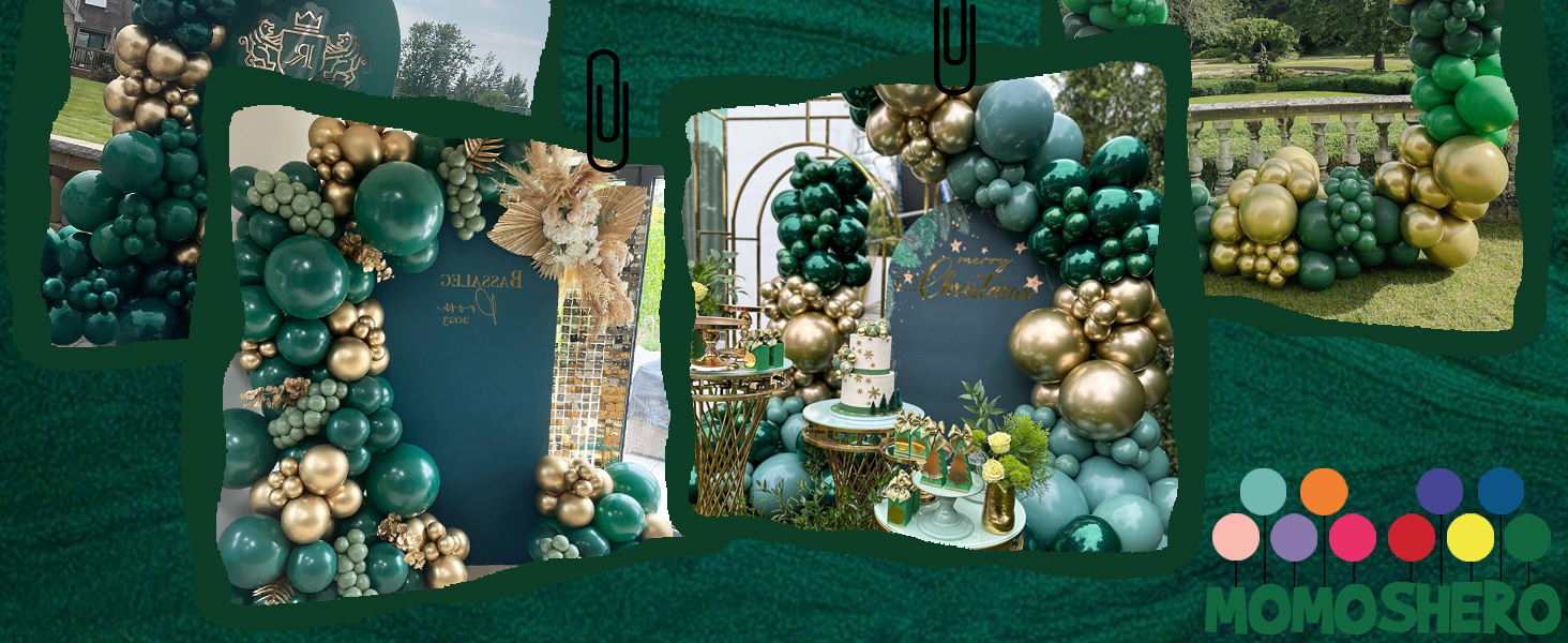 Amazon.com: MOMOSHERO 137Pcs Green and Gold Balloons Arch Garland Kit, Dark Emerald Green Hunter ...