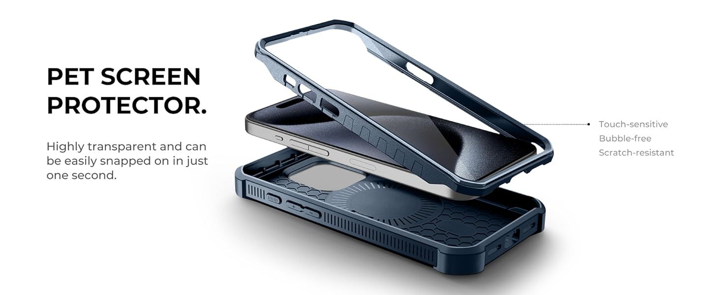 Amazon.com: Dexnor Magnetic Case for iPhone 15 Pro, Compatible with MagSafe, [Built in Screen ...