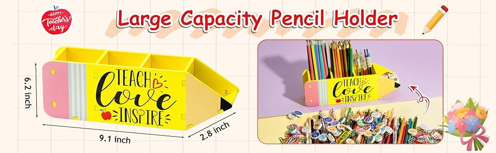 Amazon.com: MALLMALL6 2 Pack Teacher Appreciation Gifts Pencil Shape ...