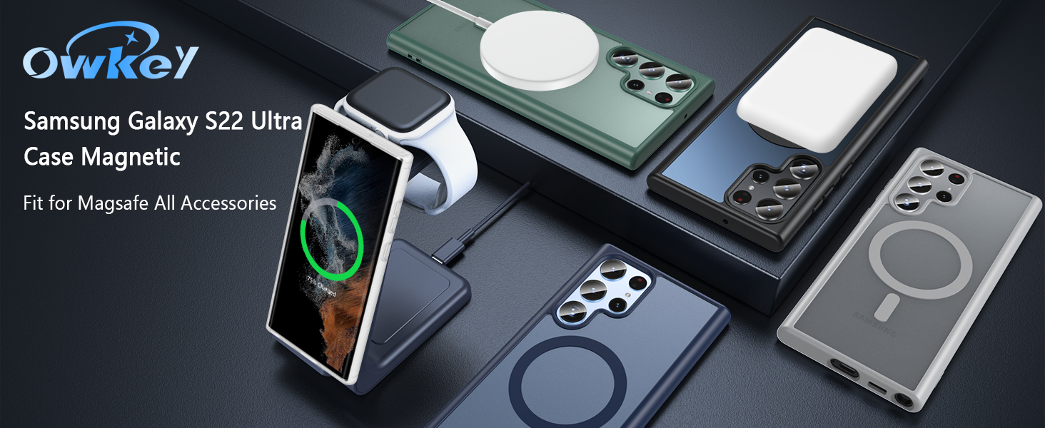 Amazon.com: OWKEY Case for Samsung Galaxy S22 Ultra,Magnetic Galaxy S22 Ultra 5G Phone Case ...