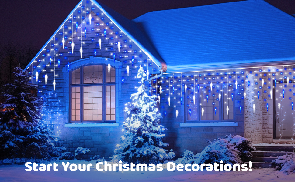 Icicle Outdoor Christmas Lights,10M/33FT 270 LED Icicle Lights with 45 ...