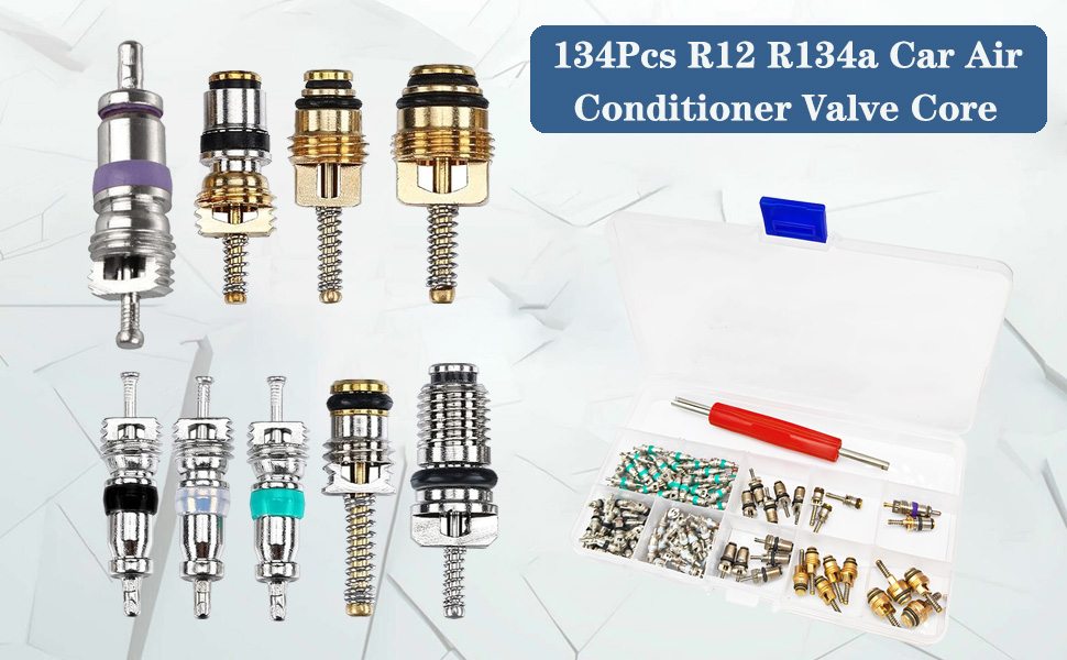 Saipor 134pcs Car Air Conditioner Valve Core Kit, R12 R134a Automotive A/C Schrader Valves Cores ...