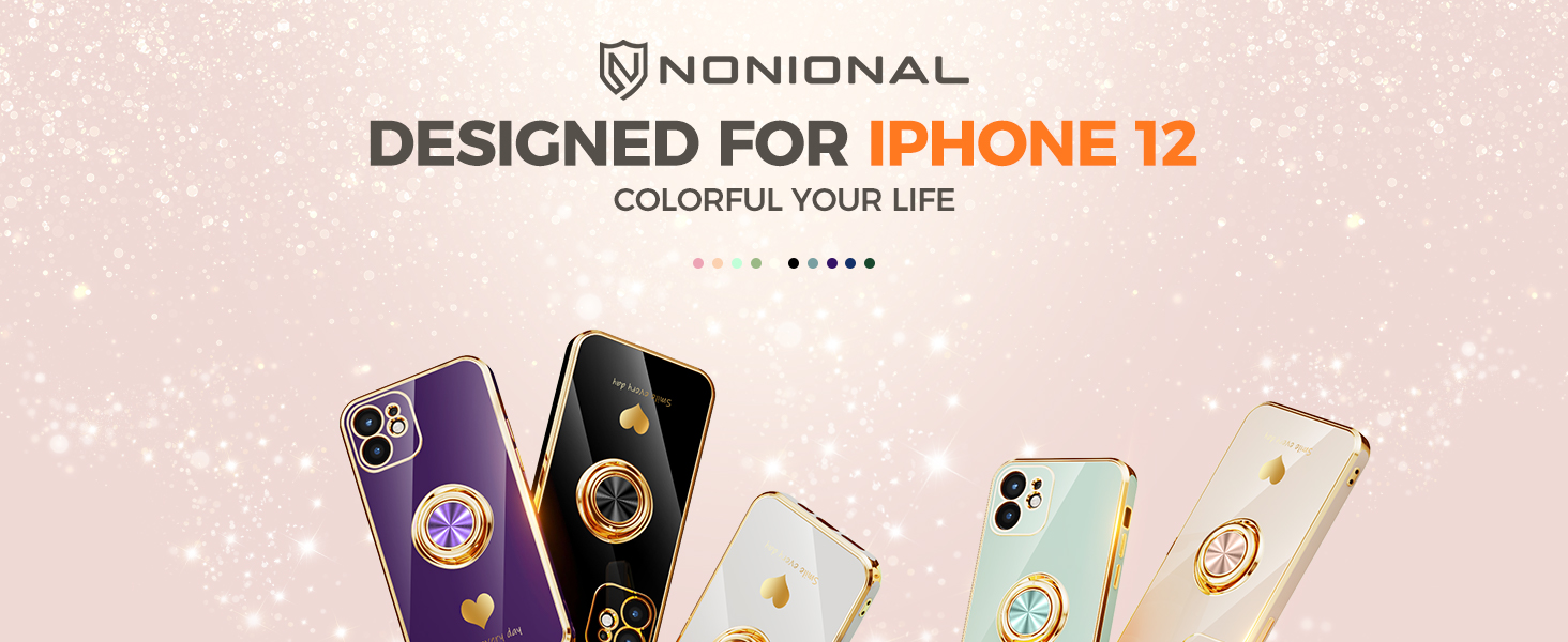 Amazon.com: Nonional Compatible for iPhone 12 Case with 2 Pack Screen Protector, 360° Rotatable ...