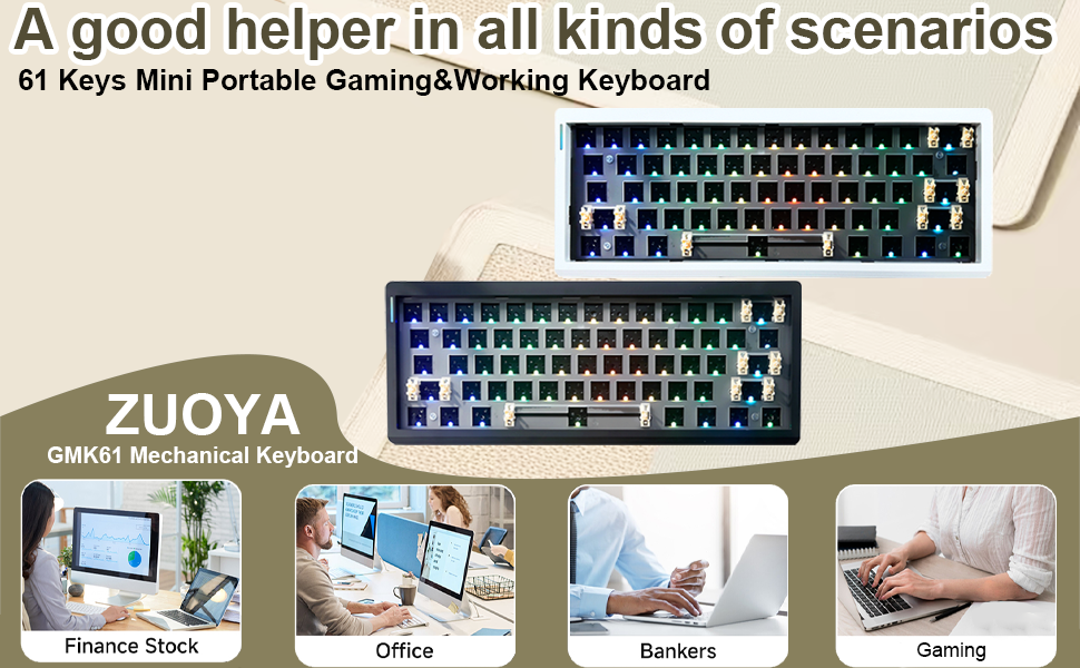 Amazon.com: ZUOYA GMK61 Mechanical Keyboard,60% Triple Mode BT5.0/Wired/2.4GHz PBT Keycaps RGB ...