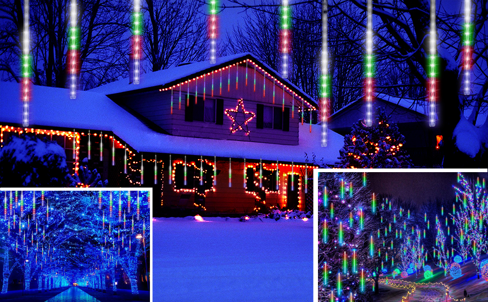 Amazon.com: Adecorty Christmas Lights Outdoor Tree Cascading Icicle ...