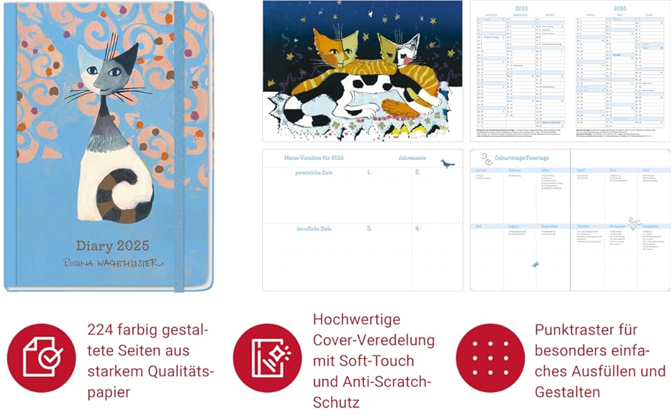Rosina Wachtmeister Journal A5 2025: Taschenkalender 2025. Schön illustrierter Buch-Kalender mit ...