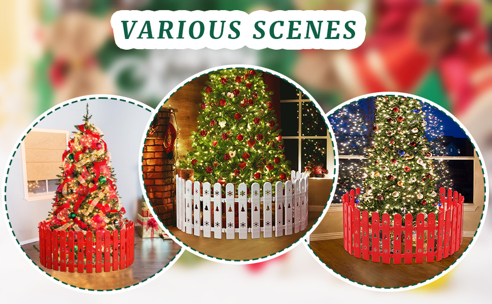 Amazon.com: Christmas Tree Fence, 30 pcs Christmas Tree Gate Picket Fence Xmas Decorations ...