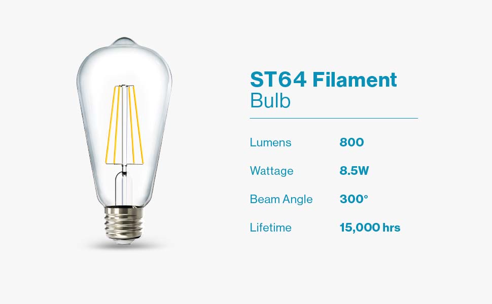 Sunco Lighting Vintage LED Edison Bulbs 60W Equivalent 8.5W 800LM Dimmable ST64 Filament 3000K ...