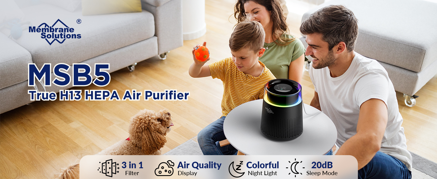 MSB5 Air Purifiers for Bedroom, H13 True HEPA Air Purifier for Home Room Office, 20dB Quiet Air ...