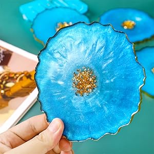 Amazon.com: Resin Coaster Molds for Epoxy Resin,4pcs Geode Coaster Mold with Holder Mold ...
