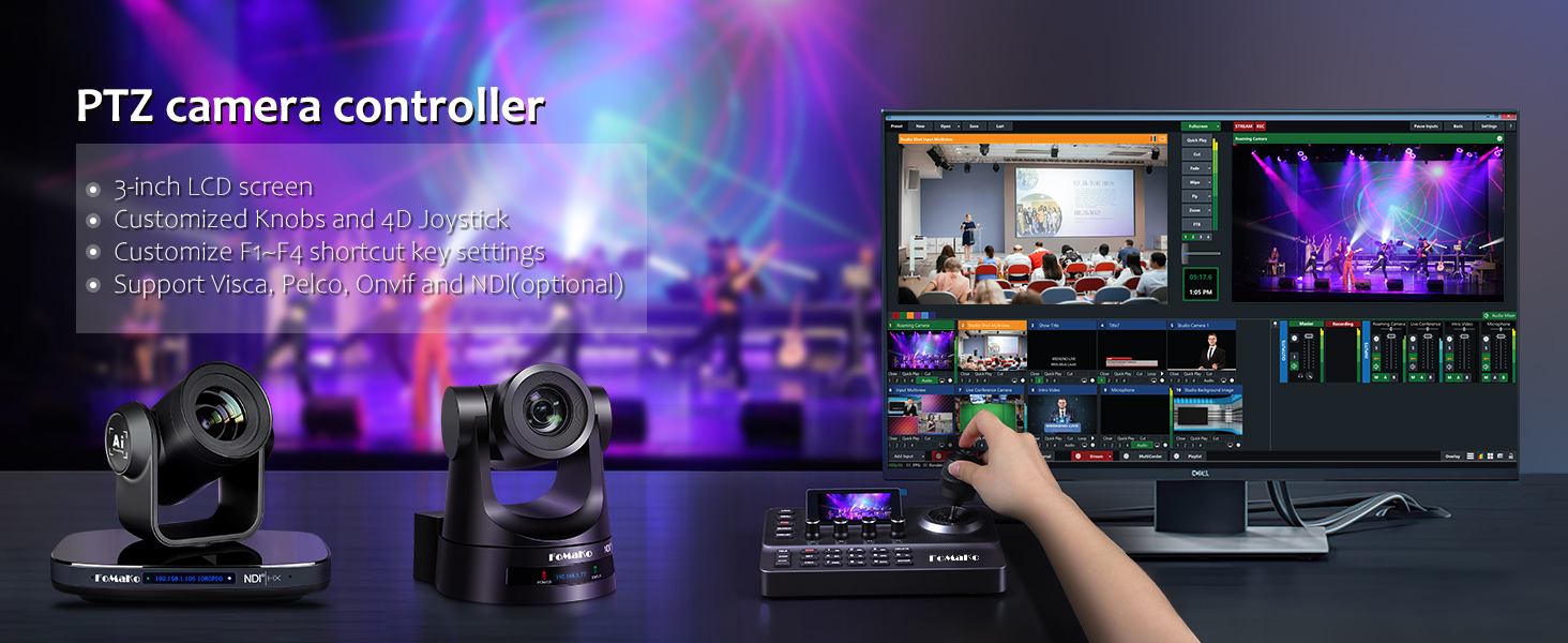 Amazon.com: FoMaKo PTZ Controller PoE, 3" LCD Screen Preview, 4D ...