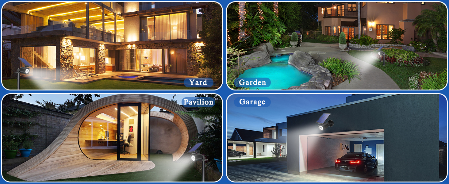 WaitScher Solar Lights Outdoor Motion Sensor IP67 Waterproof 360° Rotatable Solar Powered Flood ...