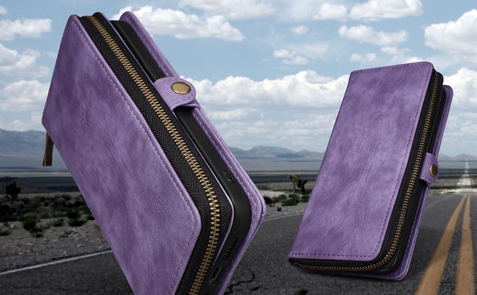 Amazon.com: Rssviss Wallet Case for Samsung Galaxy S24 5G Crossbody with Card Holder Wrist Strap ...