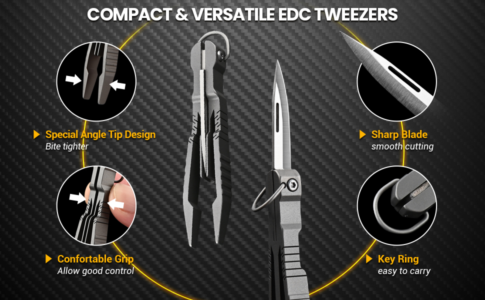 EDCFANS Tweezers Multi tool, EDC Tweezers Tool with Pocket Knife, 2 in 1 Keychain Multitool ...