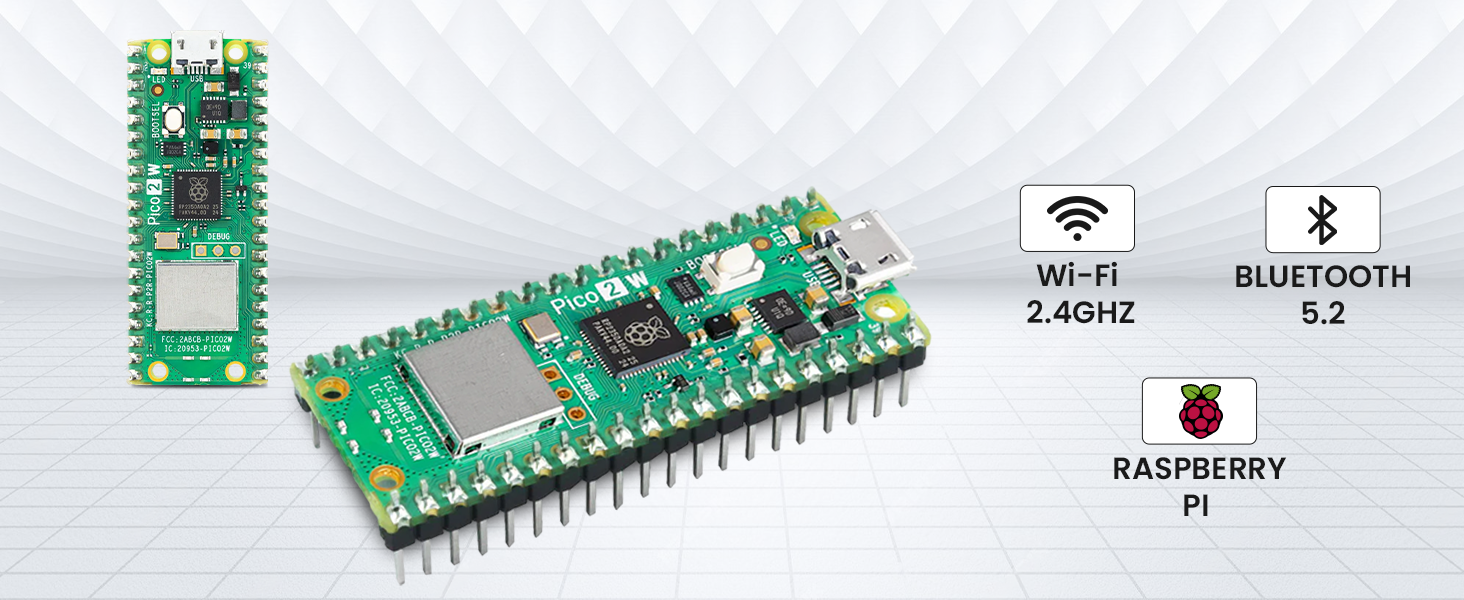 SB Components Raspberry Pi Pico 2W with Welded Head Powered by Raspberry Pi Pico RP2350 ...