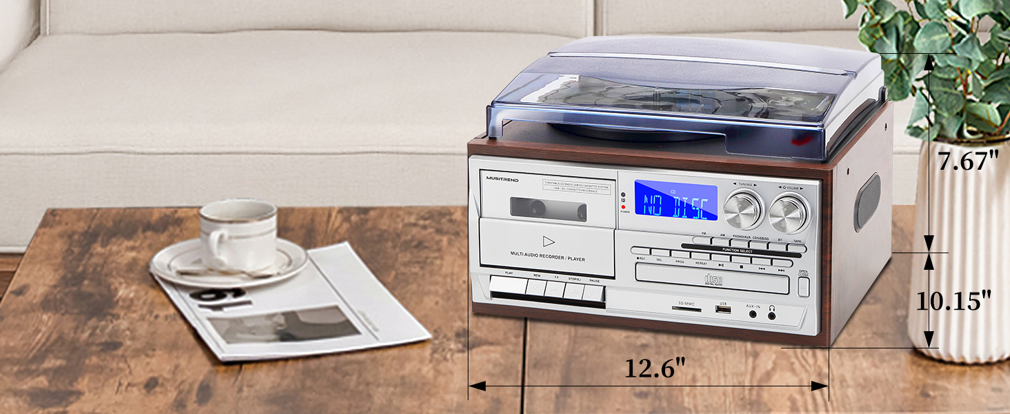 Amazon.com: MUSITREND Record Player 9 in 1 3 Speed Bluetooth Vintage ...