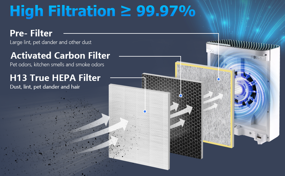 Amazon.com: DESENRUIS Vital 100 Replacement Filter for LEVOIT Air Purifier, 3-in-1 H13 True HEPA ...