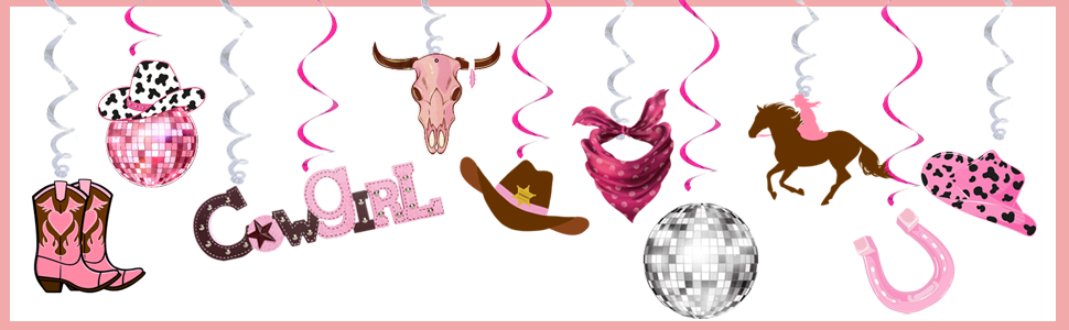 Amazon.com: Western Cowgirl Party Hanging Decorations, Disco Cowgirl ...