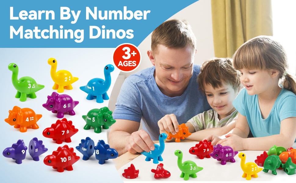 Amazon.com: kizh 10 PCS Double-Sided Dinosaur Matching Number Toy Fine ...