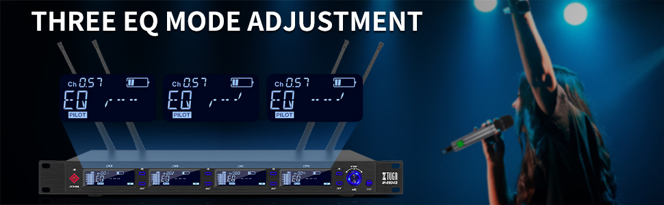 Amazon.com: XTUGA M-6604S Professioanl 4 Channel Wireless Microphone System,True Diversity ...