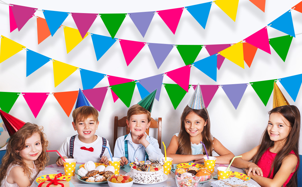 Amazon.com: 4 Pack Triangle Flag 20 Feet Colorful Pennant Banner ...