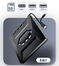 Amazon.com: Unitek External CD DVD Drive USB C 6-in-1 Portable DVD Player with Card Reader 3 USB ...