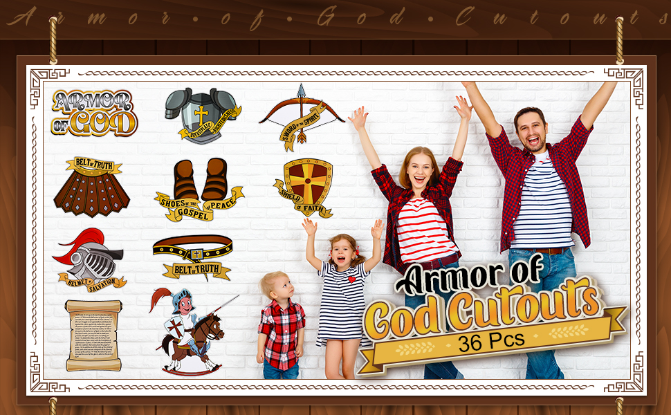 Amazon.com: 36 Pcs Armor of God Cutouts for Kids Christian Bulletin ...
