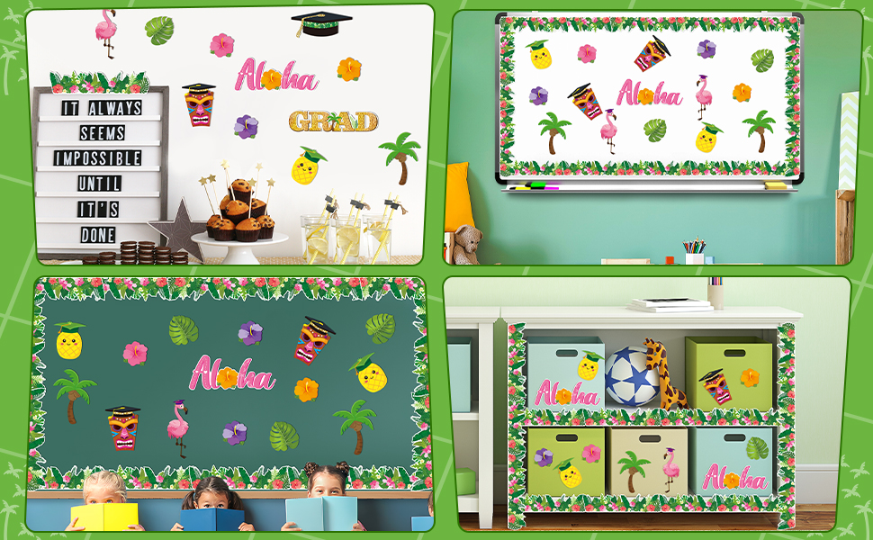 Amazon.com: BeYumi 79Pcs Summer Hawaiian Luau Bulletin Board Set ...