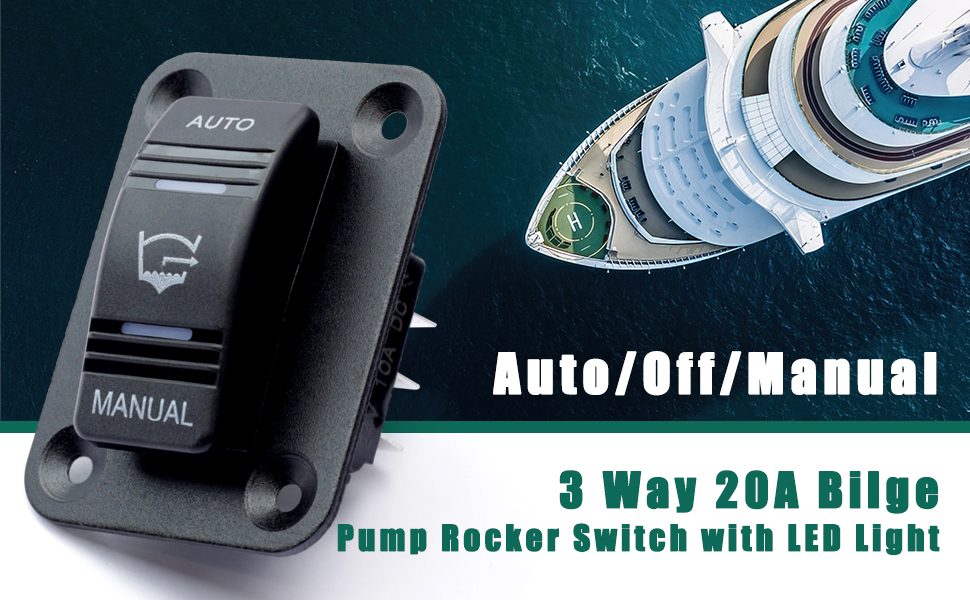 Amazon.com: 3 Way 4Pin Bilge Pump Rocker Switch with LED Light, 2pcs Waterproof 20A 12V 24V SPDT ...