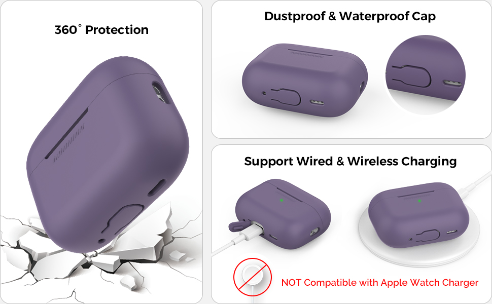 AHASTYLE AirPods Pro 2 Case Silicone Protective Cover [Front LED Visible] Compatible with ...