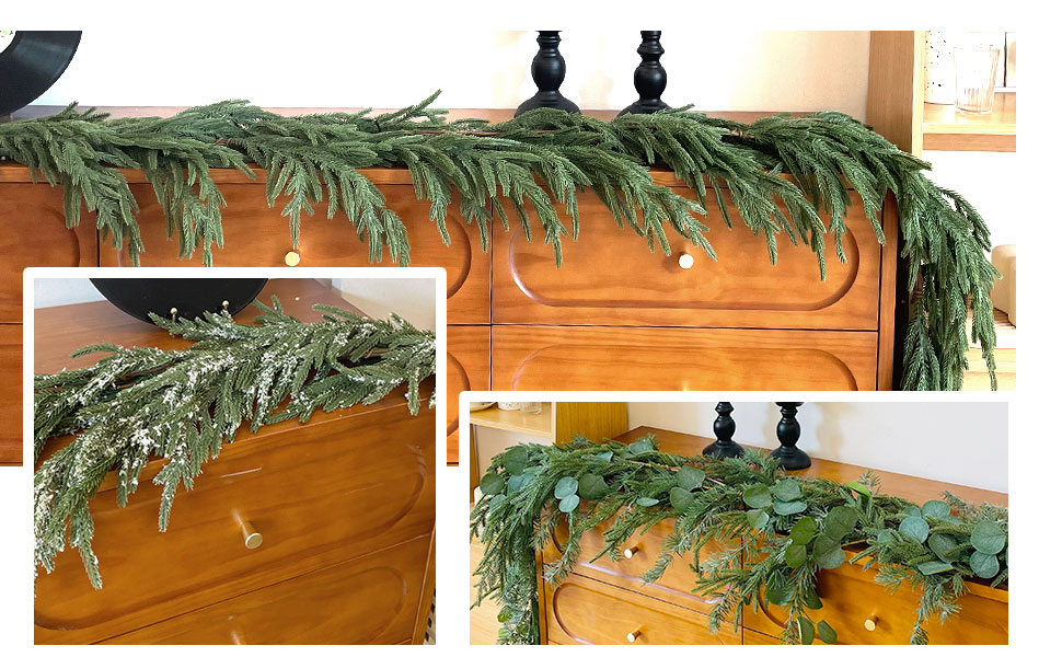 Amazon.com: EnnbeRuu Real Touch Norfolk Pine Garland with Tassels, Premium Christmas Garland ...